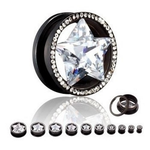 Kristall Stern Plug - Schwarz, 4,95