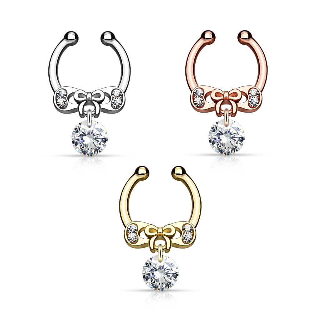Fake Septum Piercing - Schleife - Kristall