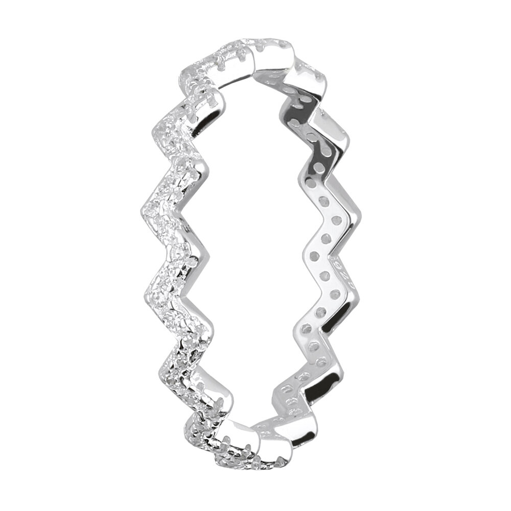 Gezackter 925 Silber Ring mit Kristallen | 8 Größen