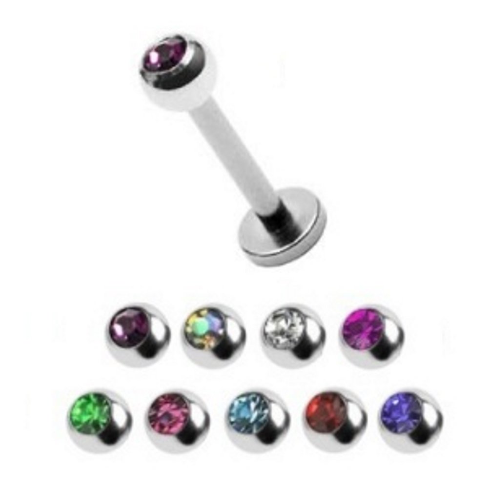 Piercing Labret - Silber - Kristall - 1.6mm, 8,95